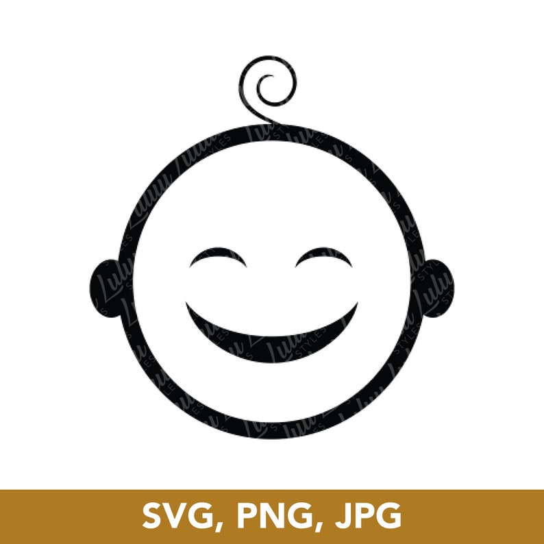 Baby Face SVG, PNG, JPG, Infant Clipart for New Born, Cute Smiley ...