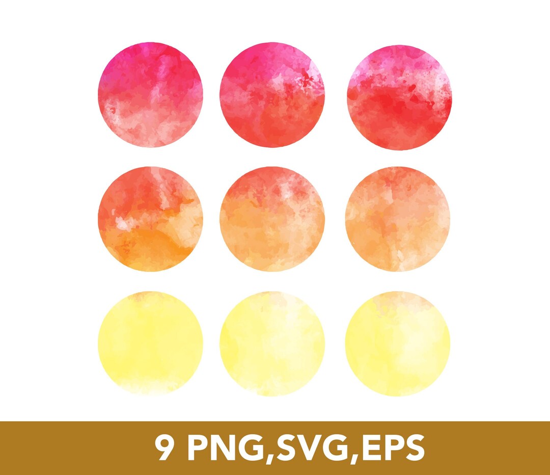 Paint Circle Svg, Cute Red Circles, Water Color Paint, Sun and Moon SVG ...