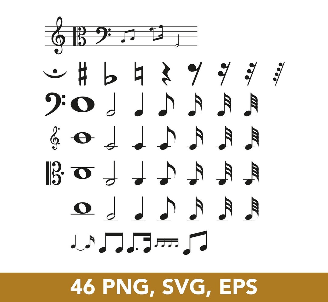 Music Notation Symbols, Music Note Icons, SVG Bundle, PNG, EPS, Vector ...