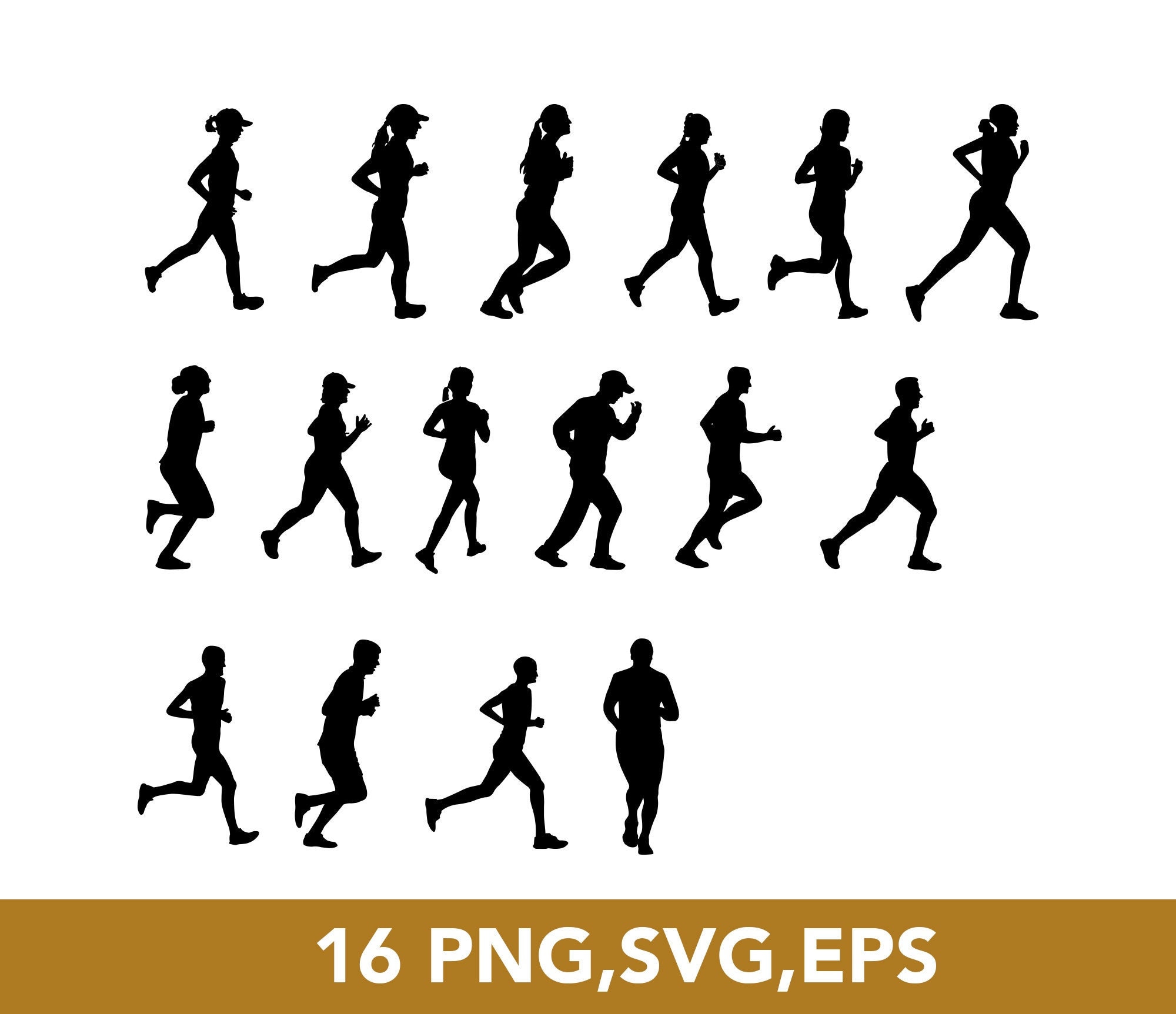Runner Illustrations, Runner Clipart, Running People, Marathon SVG ...
