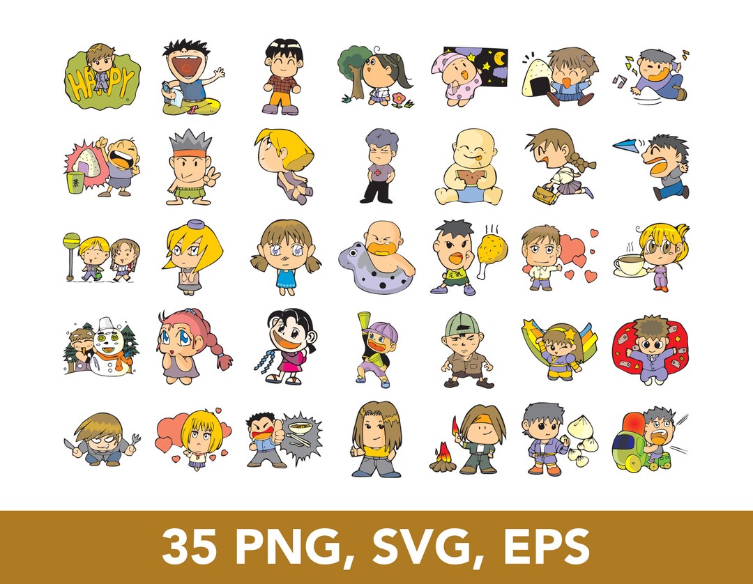 Flat Cartoon Characters, Kids and Cartoon Characters for Kindergarten ...