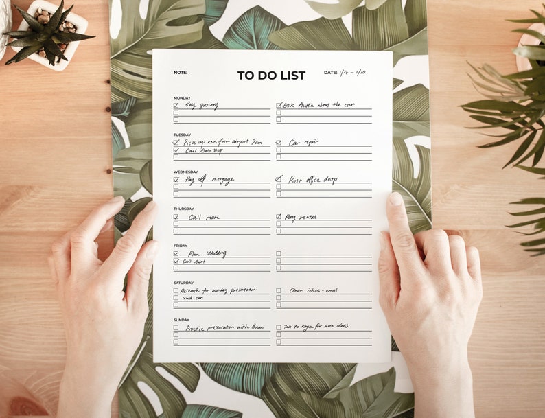 Seven Day Weekly Planner Printable – Weekly Days Student Planner ...