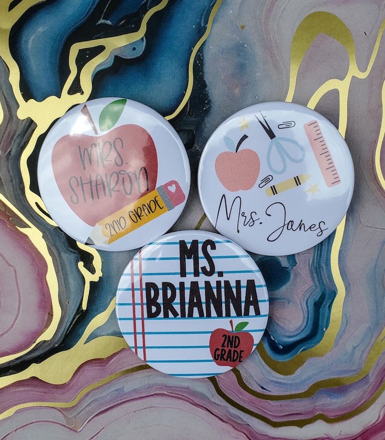Personalized Teacher Name Button - Back to School Accessories, Teacher ...