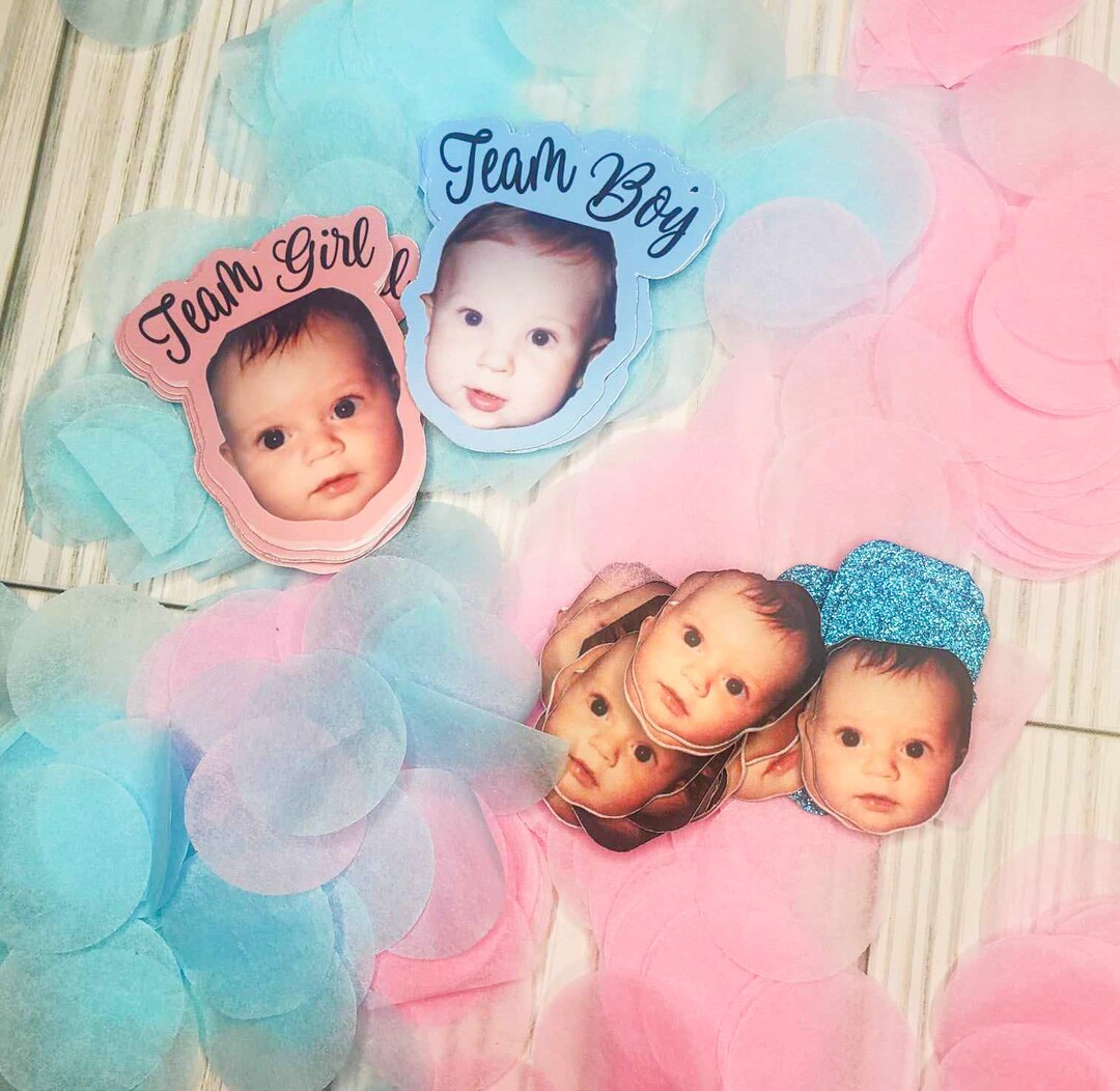 Gender Reveal Party Sticker and Confetti Bundle/ Custom Gender Reveal ...