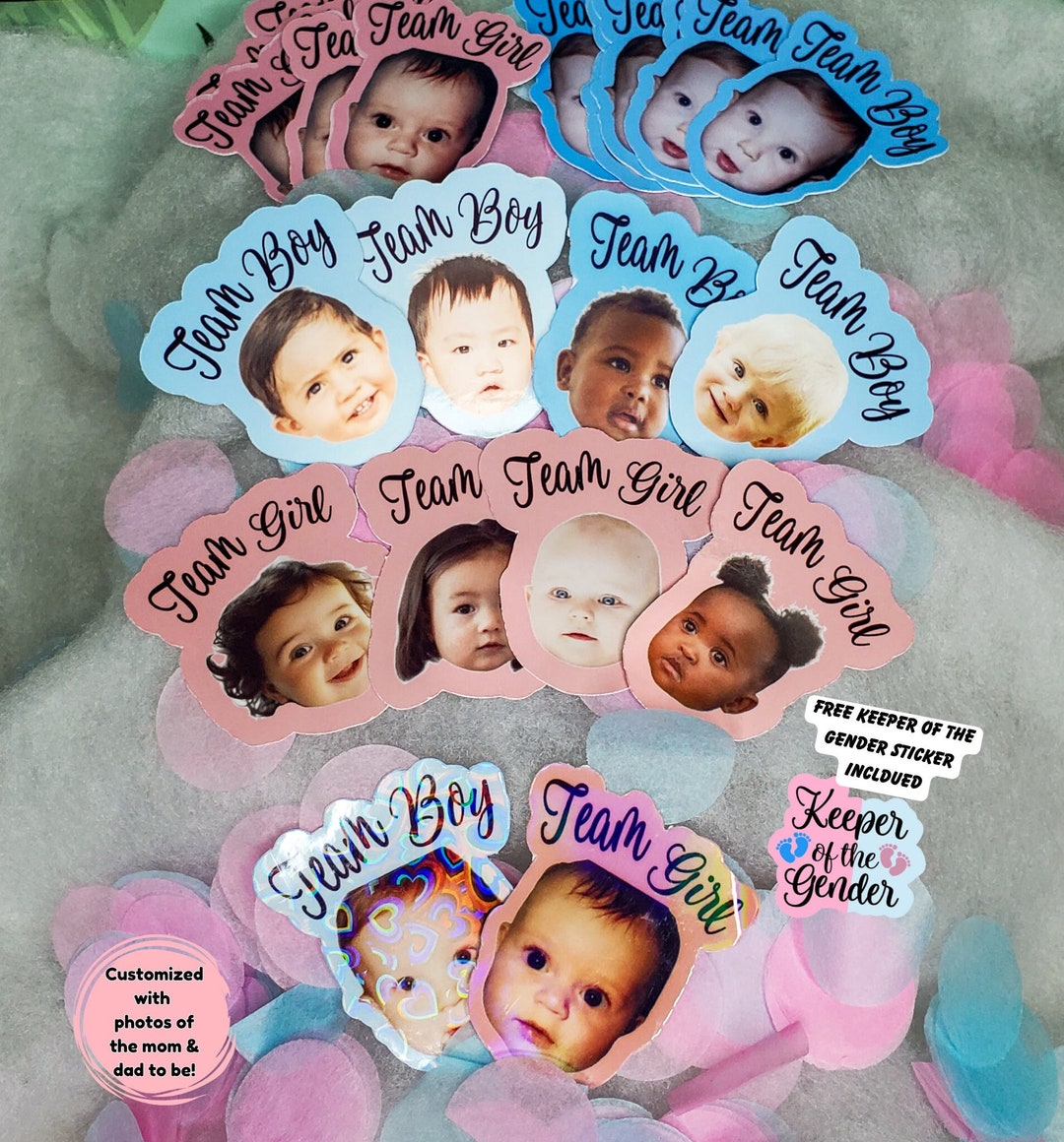 Gender Reveal Stickers/ Custom Team Boy Team Girl Stickers/ Gender ...
