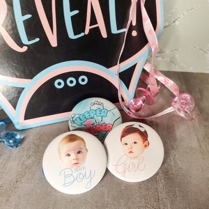 Gender Reveal Custom Team Boy Team Girl Buttons/ Gender Reveal Pins ...