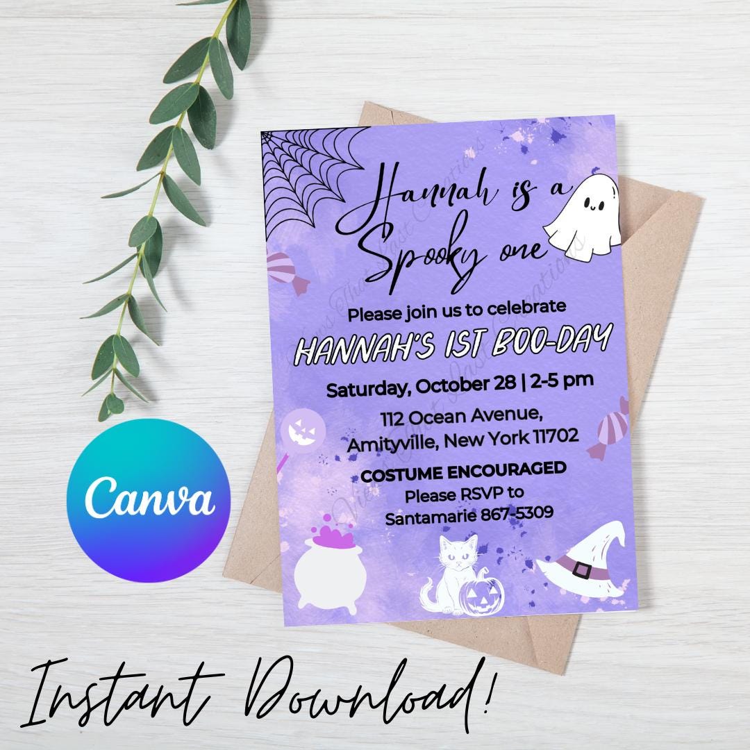 Spooky One Invitation/ EDITABLE First Boo Day Template/ Party ...