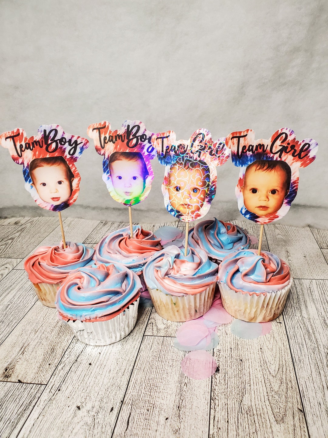 Gender Reveal Custom Team Boy Team Girl Fourth of July Cupcake Toppers ...