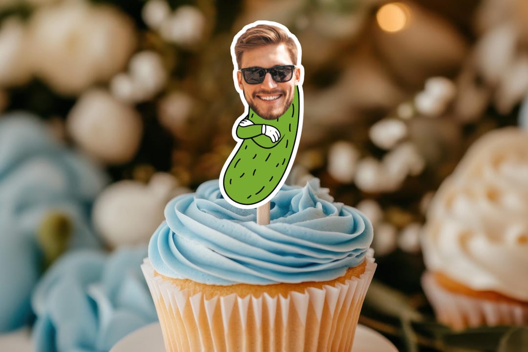 Custom Pickle Face Cupcake Toppers, Bachelorette Party, Last Pickle She ...