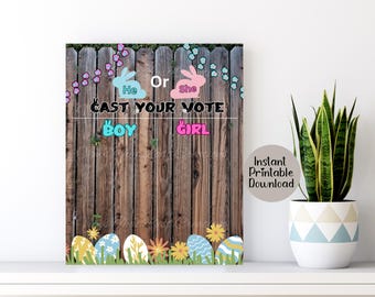 Easter Gender Reveal Sign, Voting Game Poster (digital Download) - Etsy