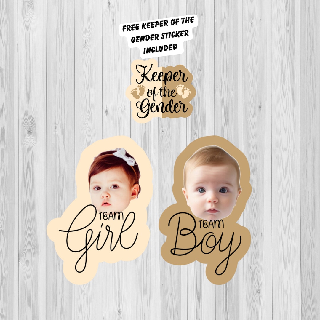 Custom Photo Gender Neutral Reveal Stickers: Team Boy, Team Girl - Etsy