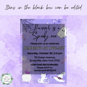 Spooky One Invitation/ EDITABLE First Boo Day Template/ Party ...