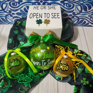 St Patrick's Day Gender Reveal Ornament With Lassie/laddie Ball & Gift ...