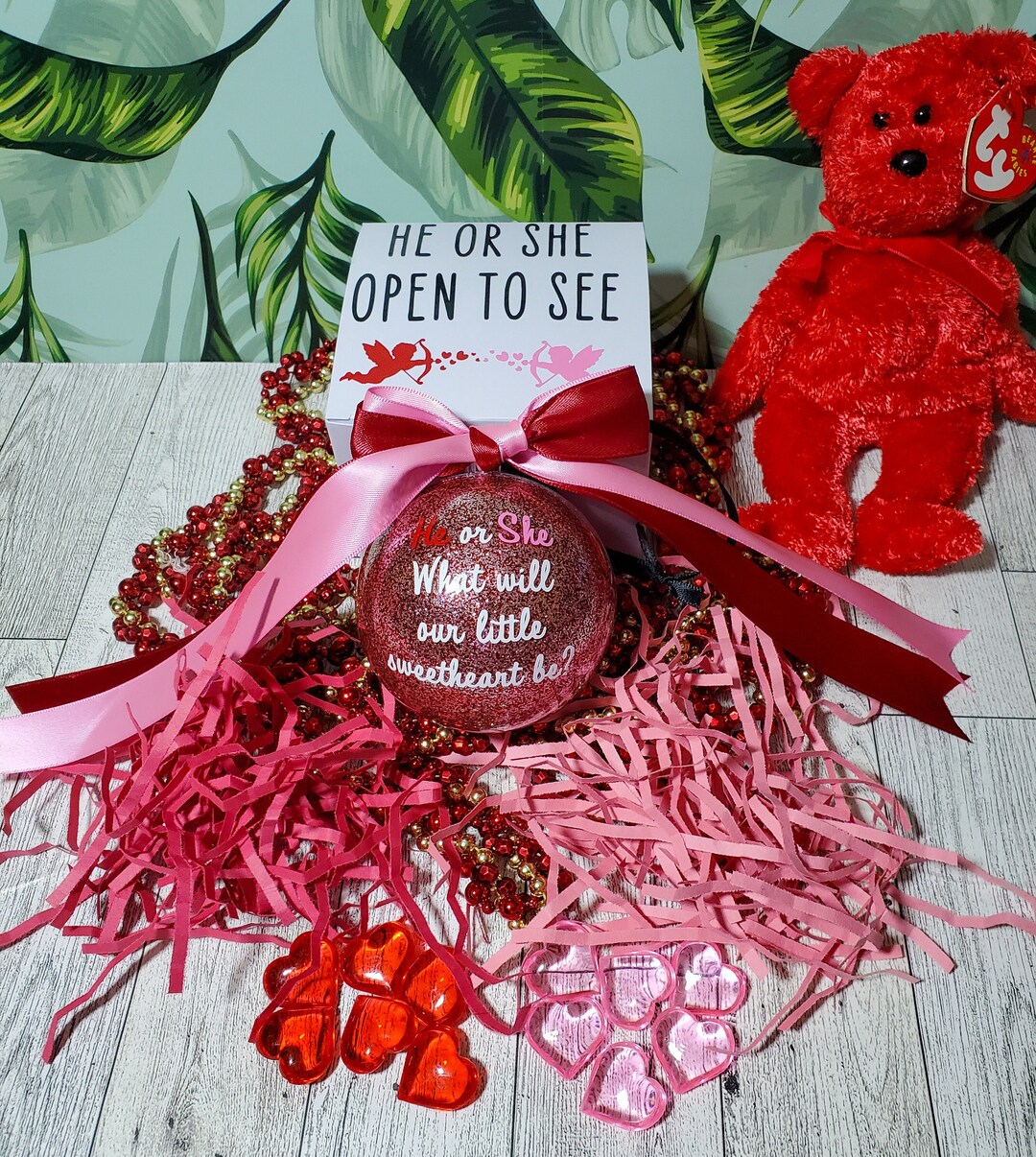 Valentine's Day Gender Reveal Ornament With Free Gift Box/ Gender ...
