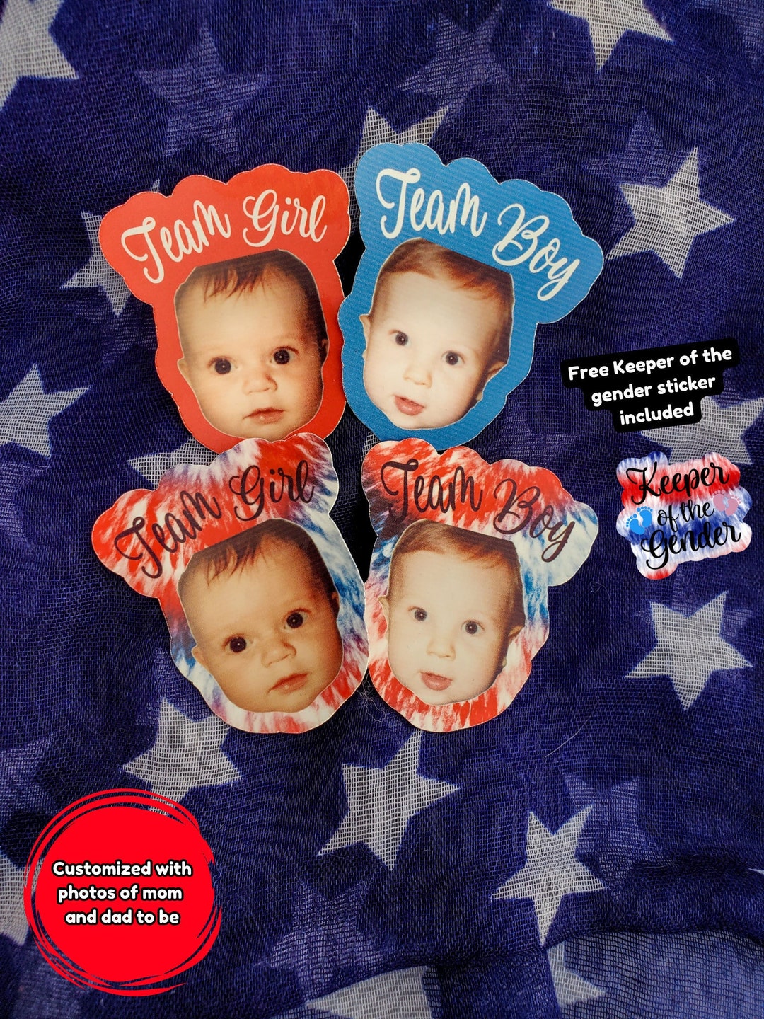 4th of July Gender Reveal Custom Team Boy Team Girl Stickers/ Gender ...