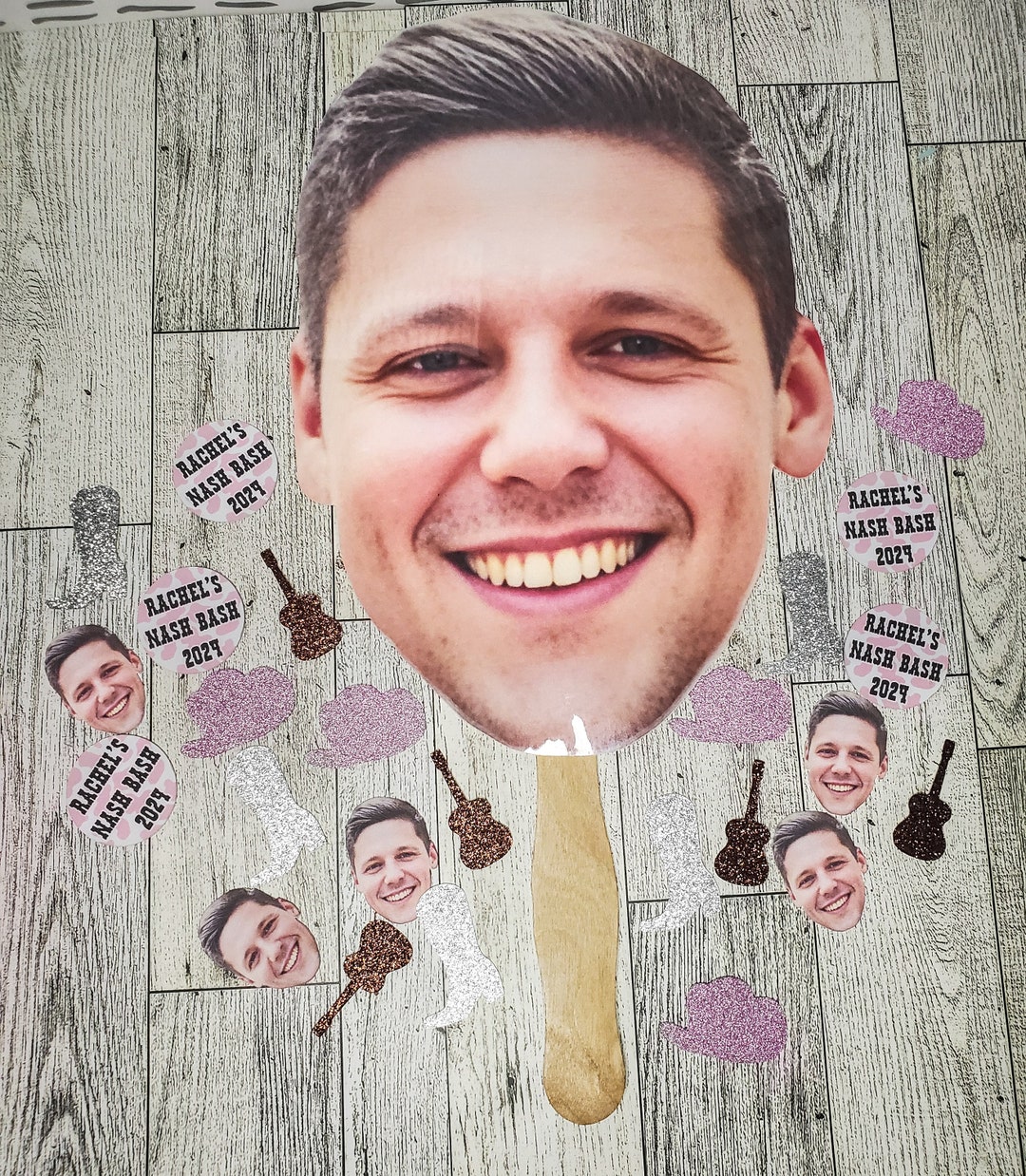 Bachelorette Party Face on a Stick and Confetti/ Custom Big Head/ Nash ...