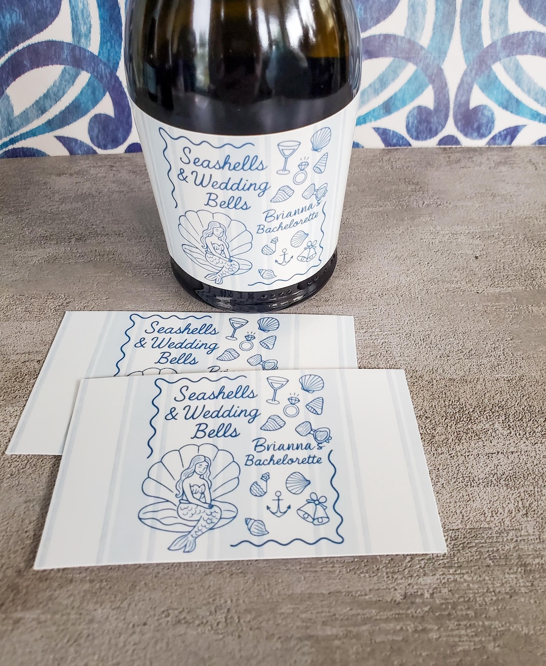Seashells & Wedding Bells Champagne Labels, Coastal Bachelorette Party ...