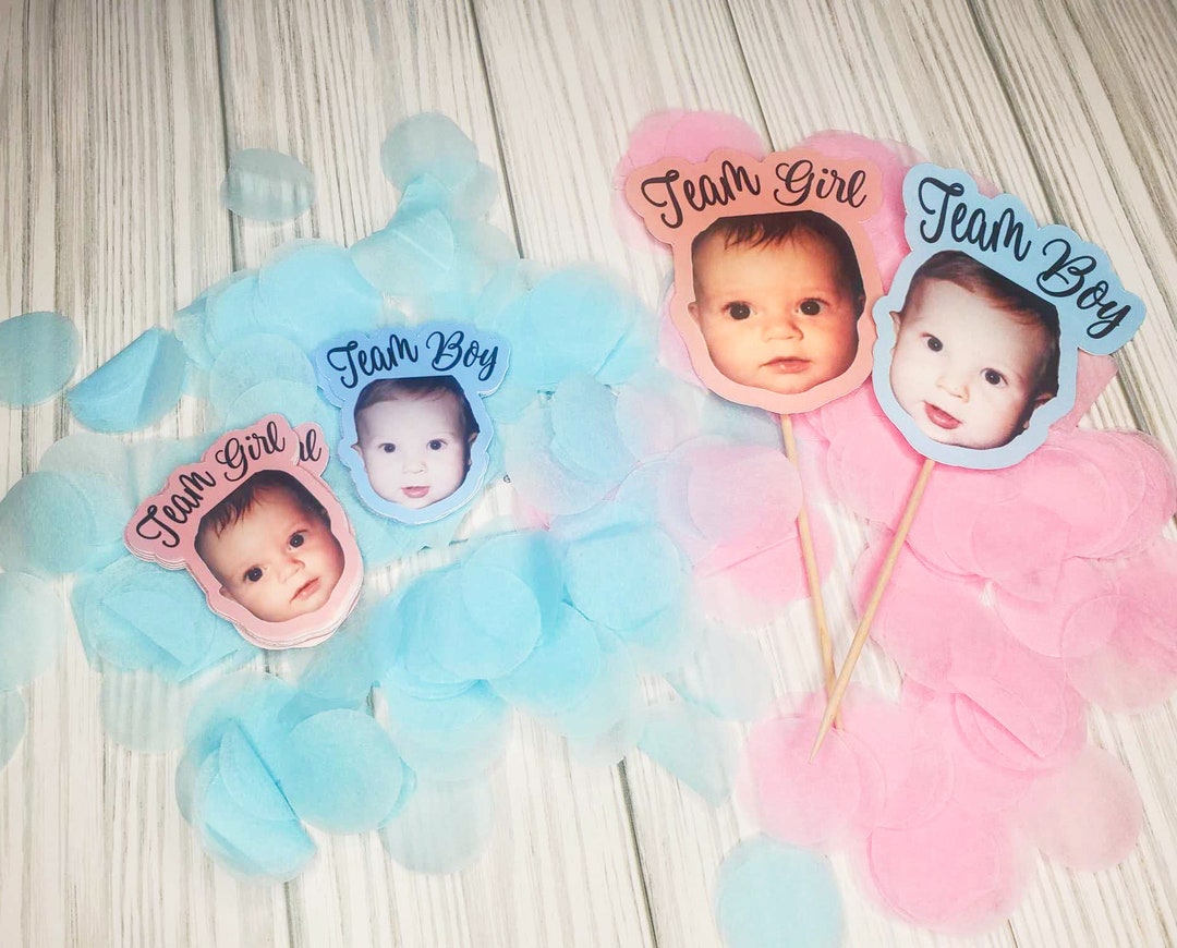 Gender Reveal Party Stickers and Cupcake Topper Bundle/ Custom Gender ...
