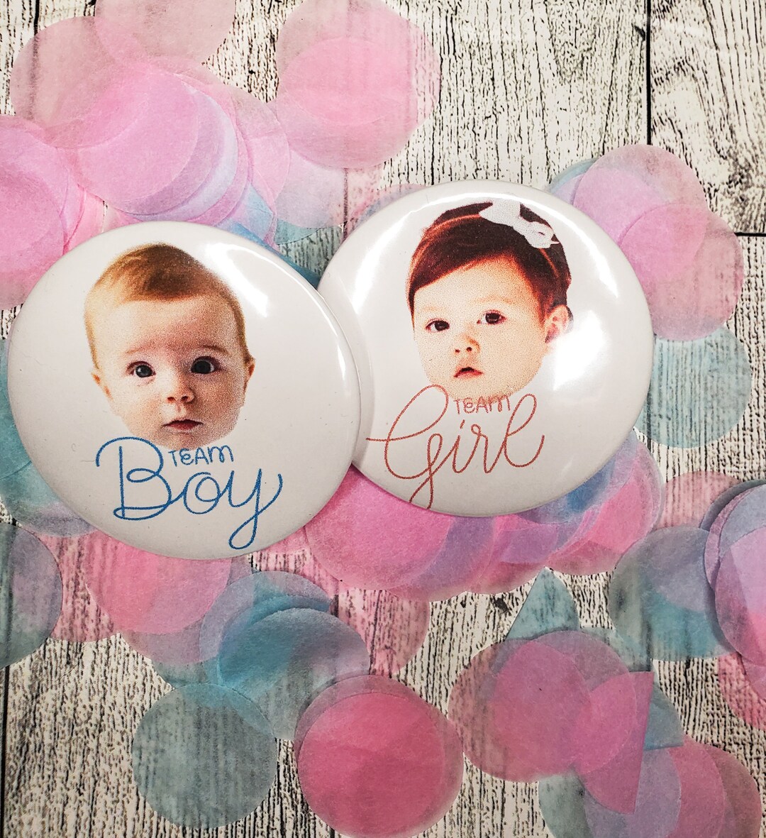 Gender Reveal Custom Team Boy Team Girl Buttons/ Gender Reveal Pins ...