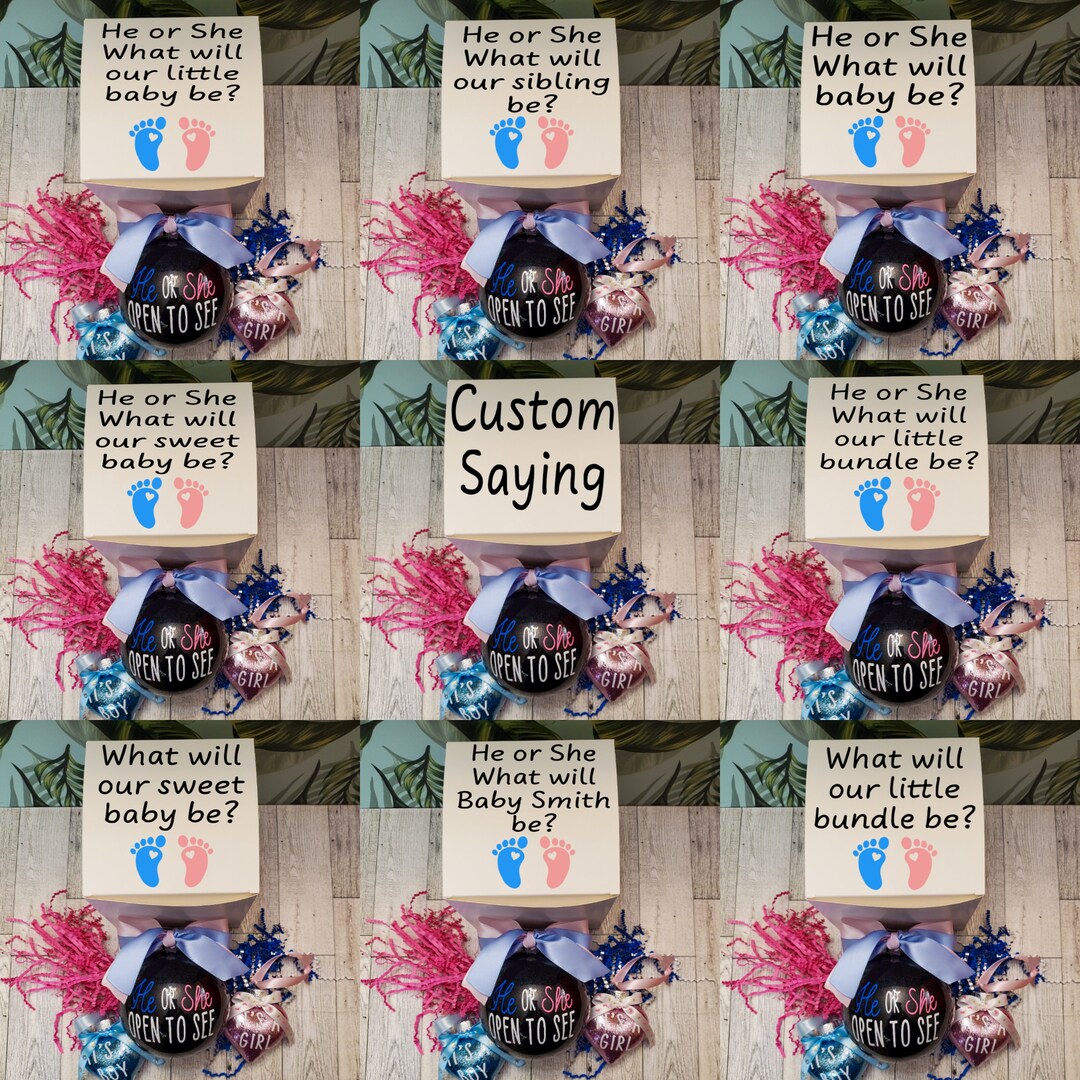 Gender Reveal Box Saying Upgrades (must Be Purchased With Along With a Gender Reveal Ornament ...
