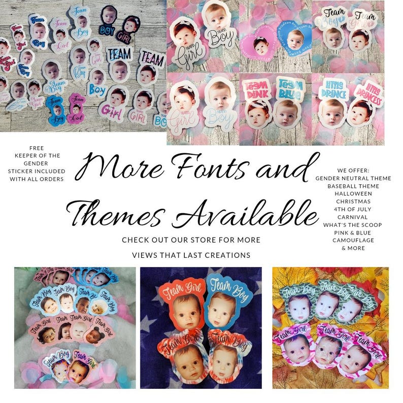 Custom Photo Gender Reveal Stickers | Team Boy, Team Girl - Etsy