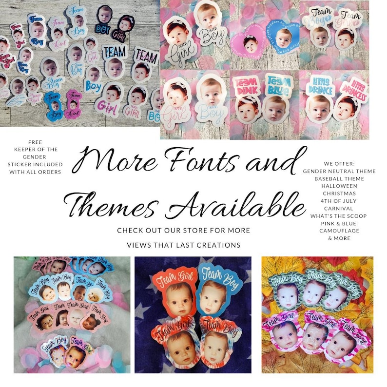 Custom Photo Gender Reveal Stickers: Team Boy, Team Girl - Etsy