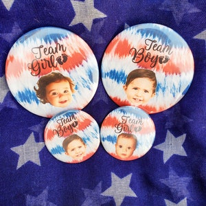 Gender Reveal Custom Team Boy Team Girl Fourth of July Buttons/ Gender ...