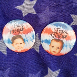 Gender Reveal Custom Team Boy Team Girl Fourth of July Buttons/ Gender ...