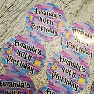 90s Theme Birthday Stickers/ Birthday Sticker/ 90s Theme Stickers ...