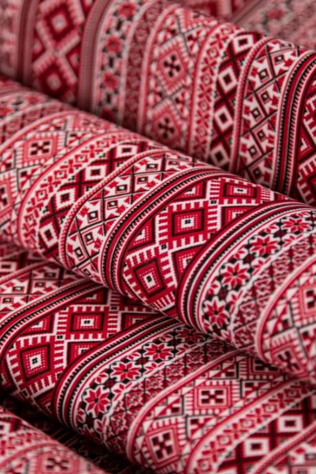 Traditional Hungarian, Bavarian, Austrian Farmhouse Folklore Fabric - Folkweave Print -140 Cm ...