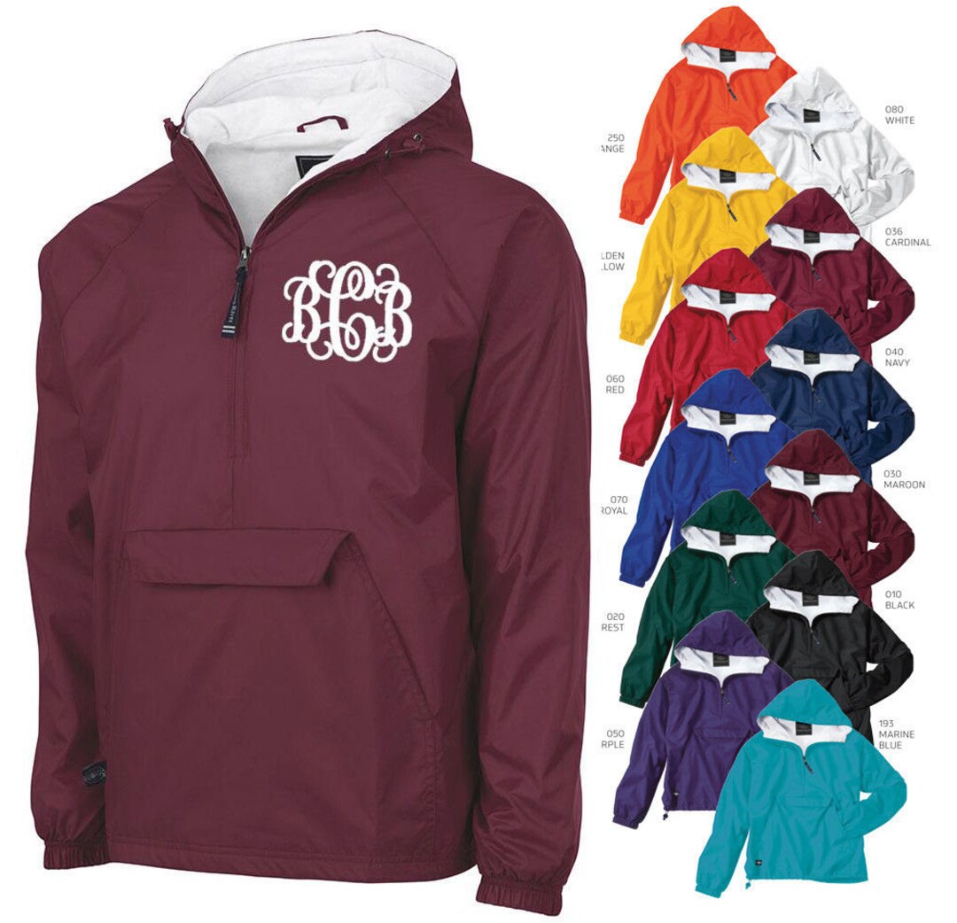 Monogrammed Personalized Half Zip Rain Jacket Pullover by Charles River ...