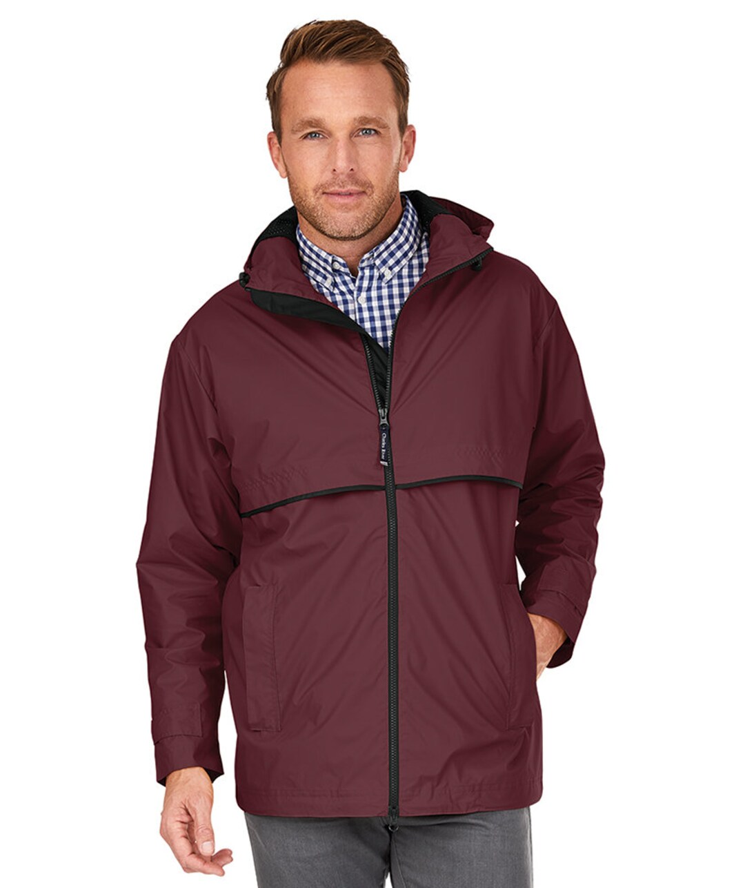 Personalized Mens Maroon Rain Jacket - Mens New Englander Rain Jacket ...