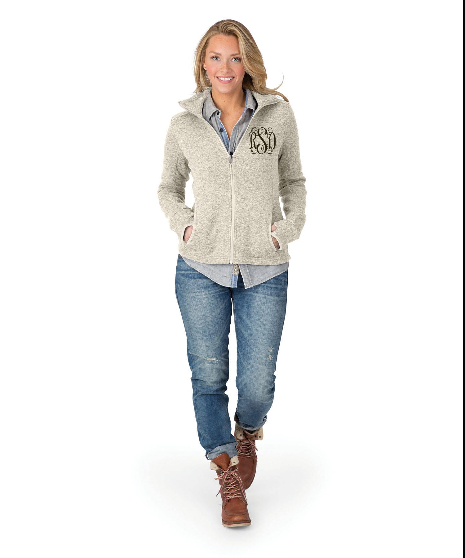 Monogrammed Womens Fleece Jacket, Personalized Full Zip Fleece ...