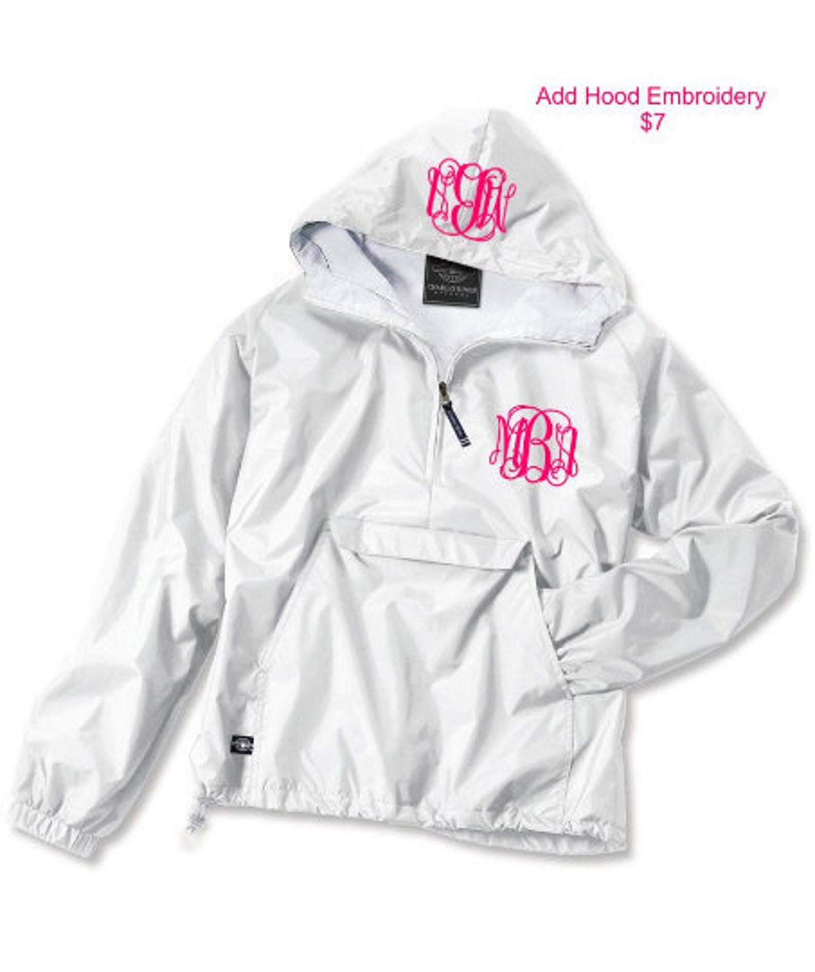 White Monogrammed Personalized Half Zip Rain Jacket Pullover by Charles ...