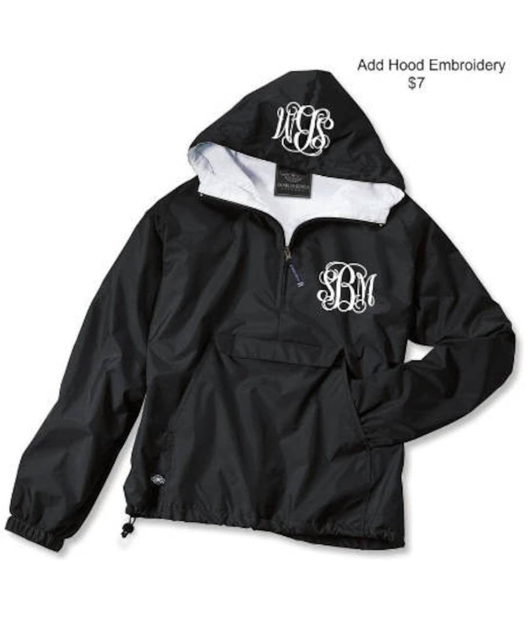 Black Monogrammed Personalized Half Zip Rain Jacket Pullover by Charles ...