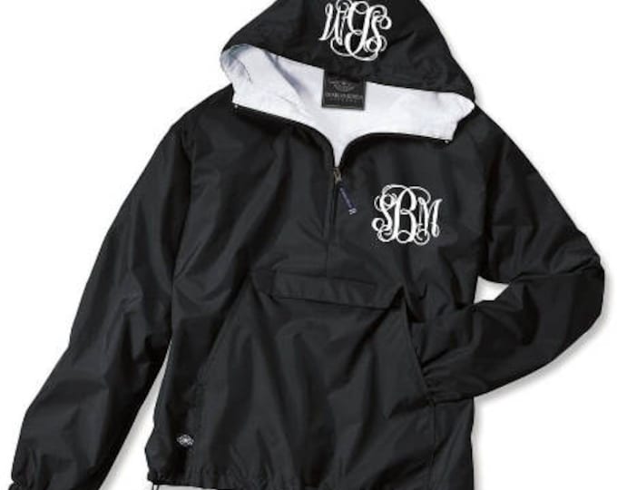 Black Monogrammed Personalized Half Zip Rain Jacket Pullover - Etsy
