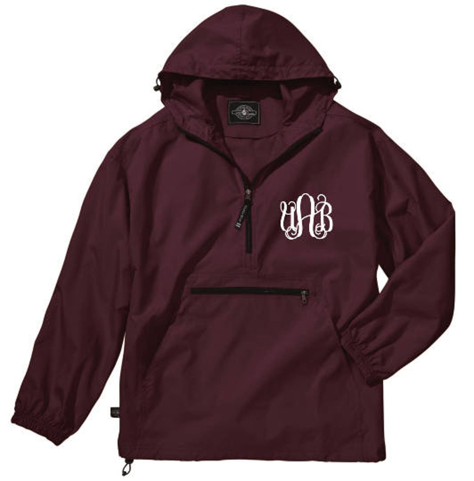 Adult Maroon Lightweight Pack-n-go Rain Jacket Monogrammed Personalized ...