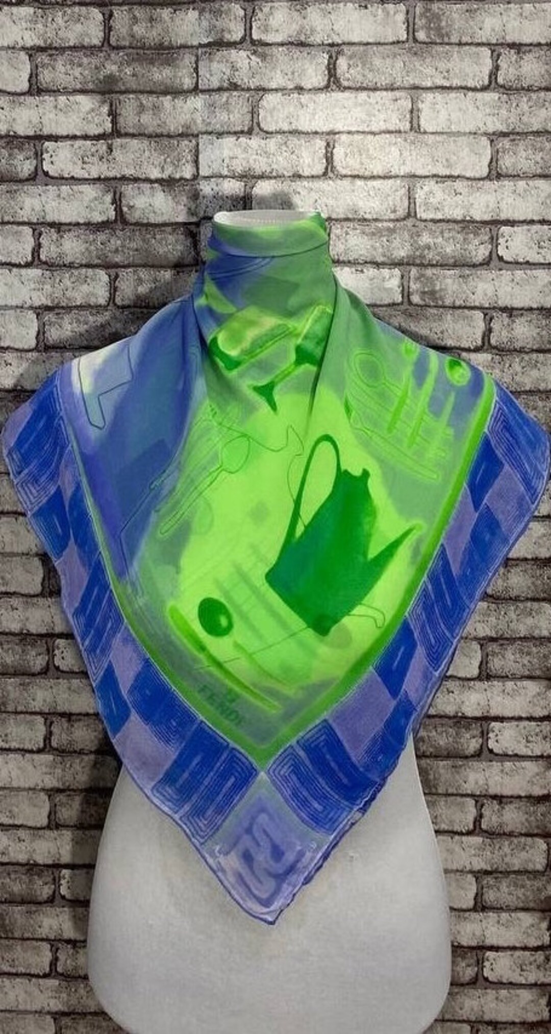 Free Shipping Authentic Fendi Silk Scarf 33x32 C8135 - Etsy