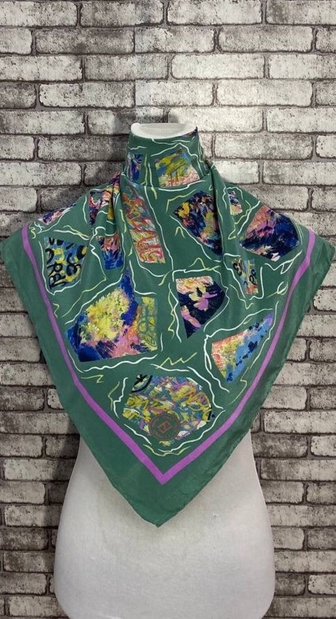 Free Shipping Authentic Fendi Silk Scarf (33”x34”)f8016 - Etsy