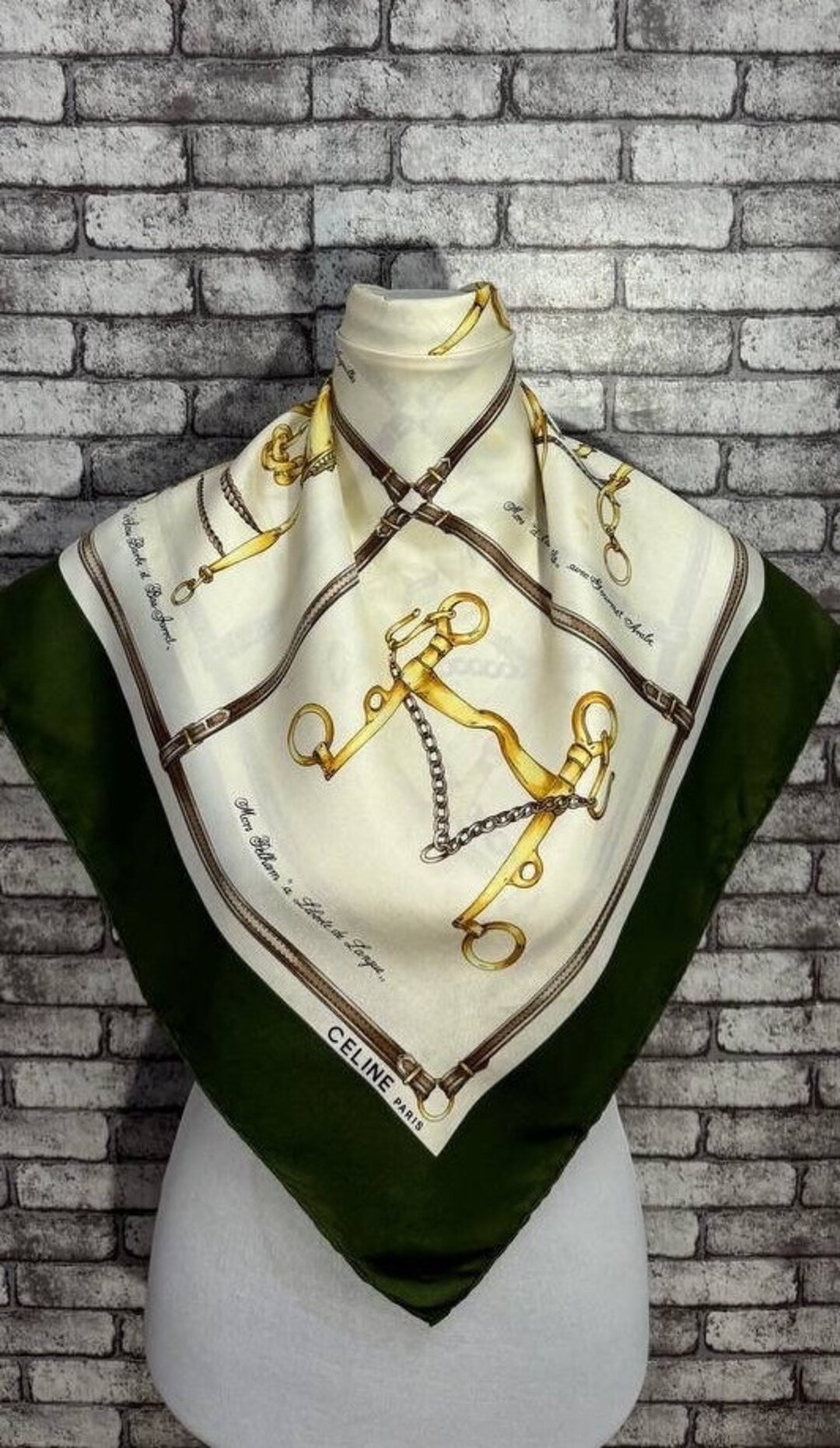 Free Shipping Authentic Celine Silk Scarf 33x34 C9652 - Etsy UK