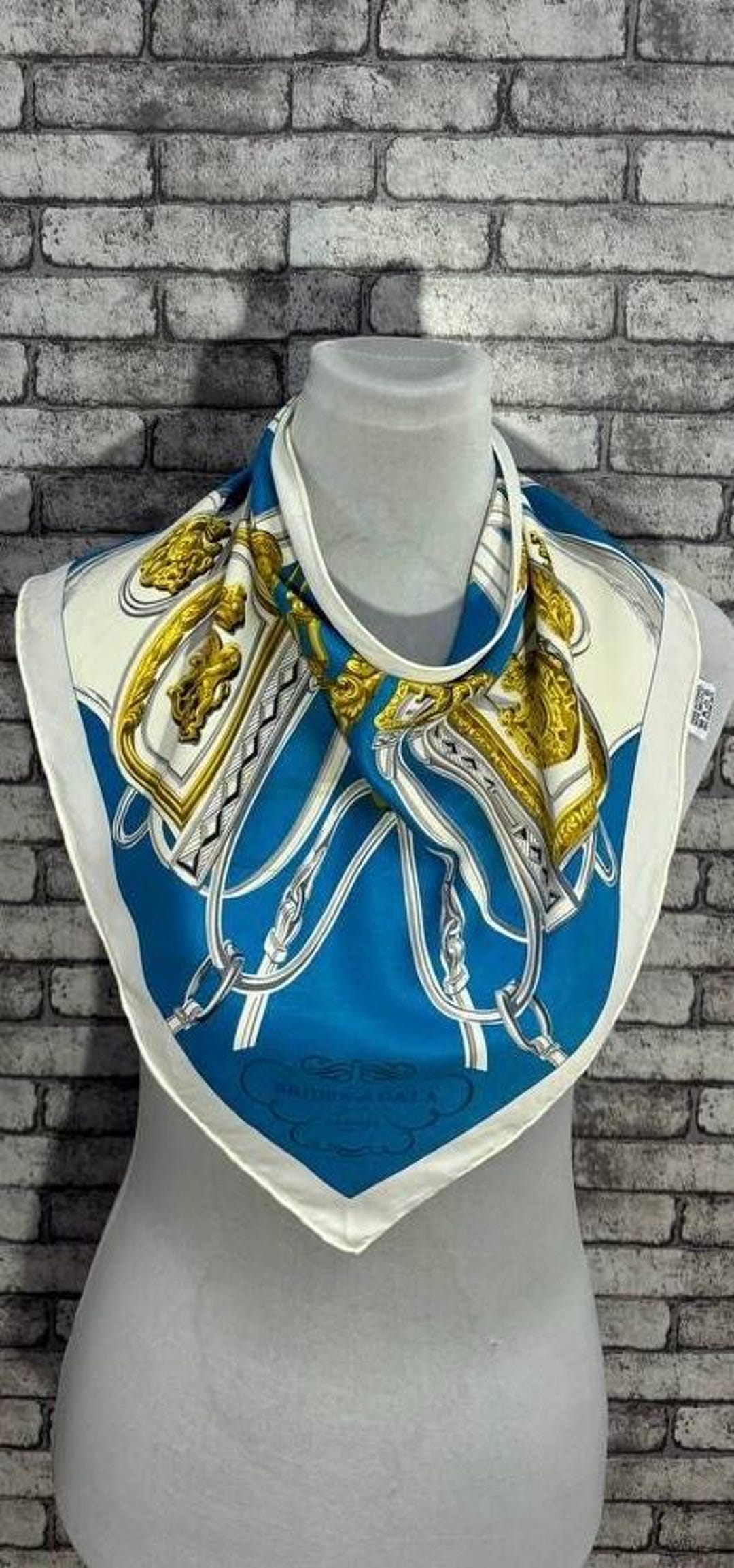 Free Shipping Authentic Hermes Triangle Scarf brides De Gala Silk Scarf ...
