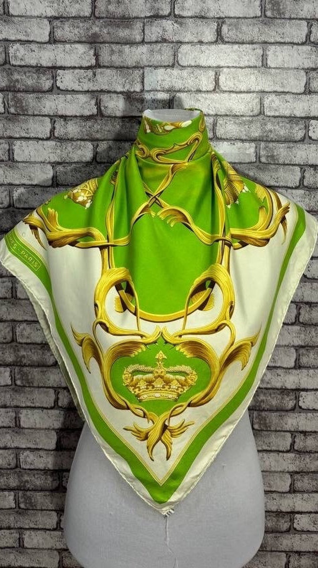 Free Shipping Authentic Hermes crown Silk Scarf 34x35 H8931 - Etsy UK