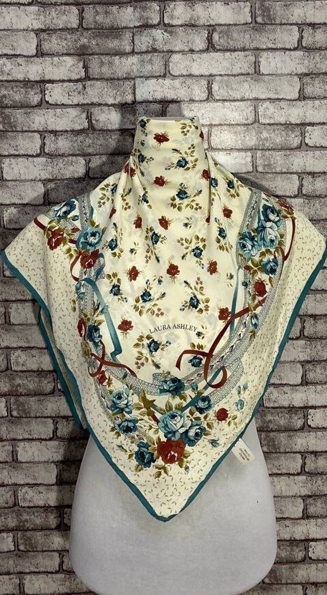 Free Shipping Authentic Laura Ashley Silk Scarf 33x34 C8419 - Etsy