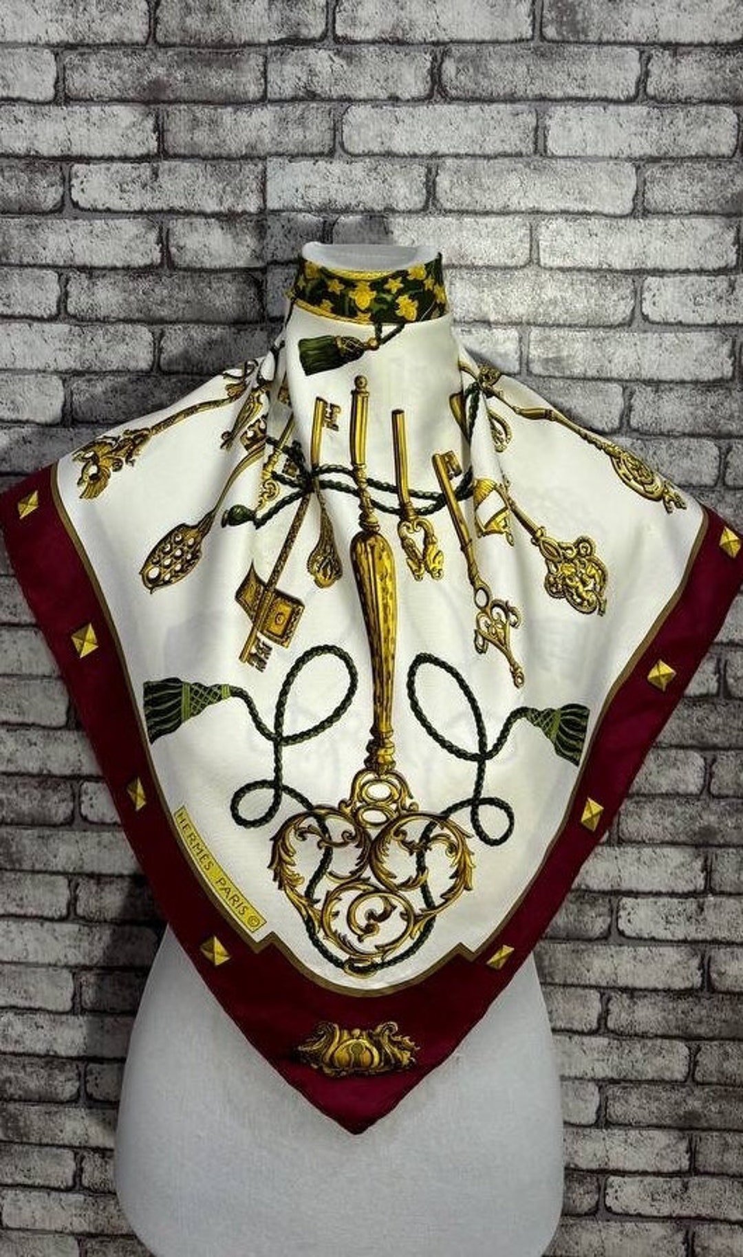 Free Shipping Authentic Hermes keys Silk Scarf 34x35 H8876 - Etsy