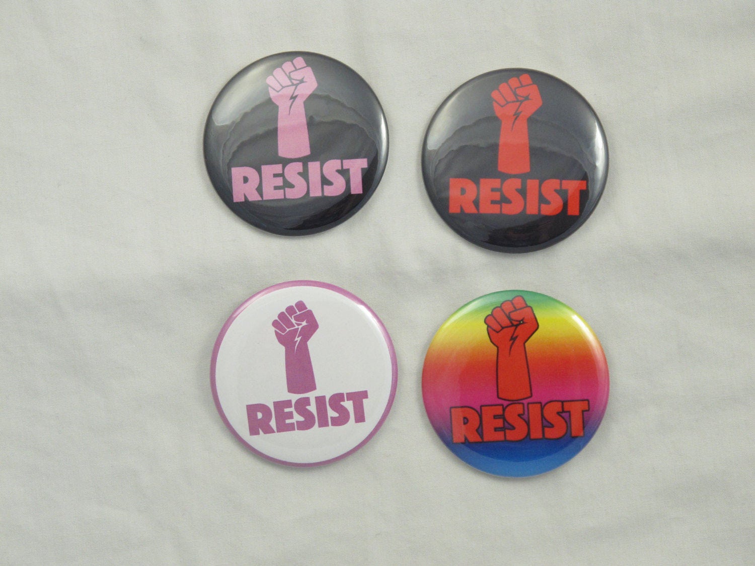 Resist Button. Pin-back Button. Resist Pin. Resist. Red Power Fist ...