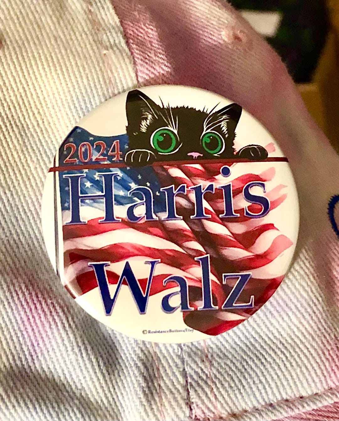 Cats for Kamala. Harris Walz Button or Magnet. 2.25" Pin Back Button or ...