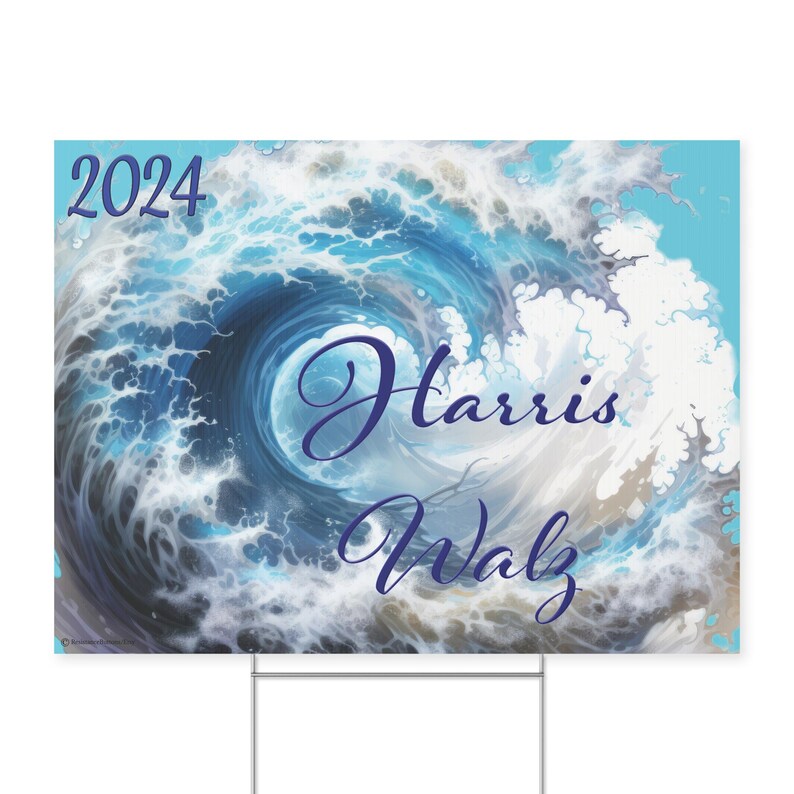 Harris Walz Big Blue Wave 2024 Yard Sign. Harris Walz 2024 Political ...