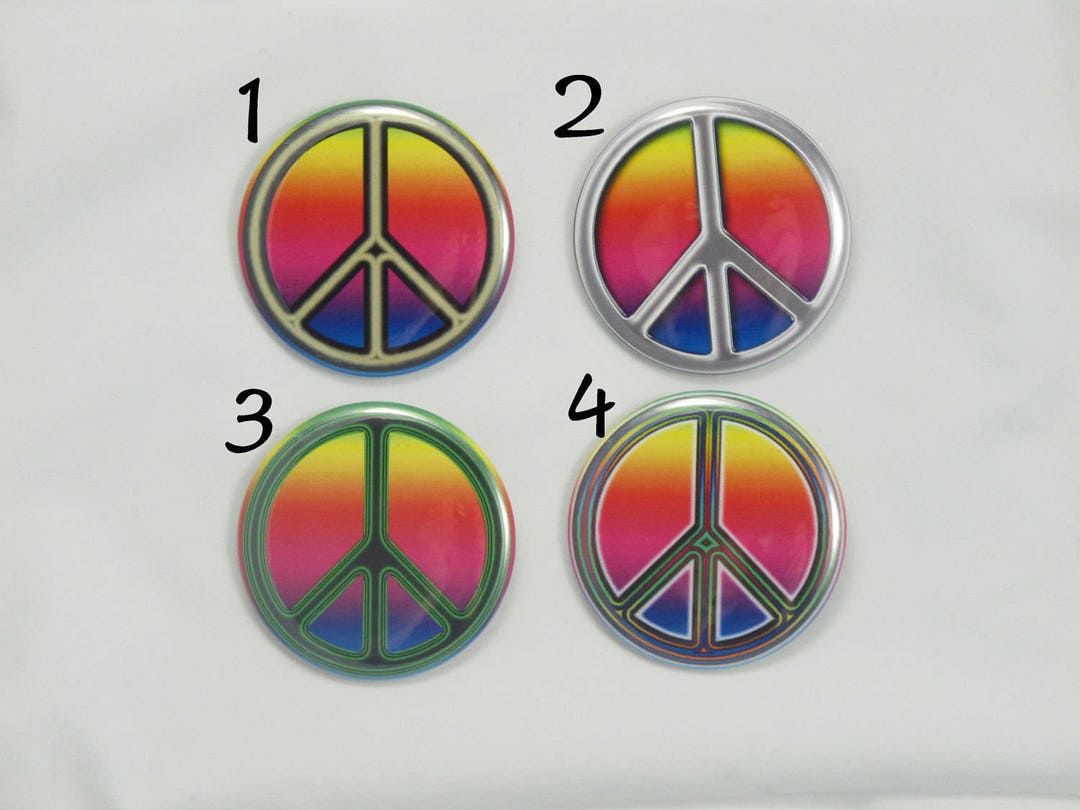 Peace Symbol Button. 2.25" Pin-back Button. PEACE. Peace Sign Finback ...