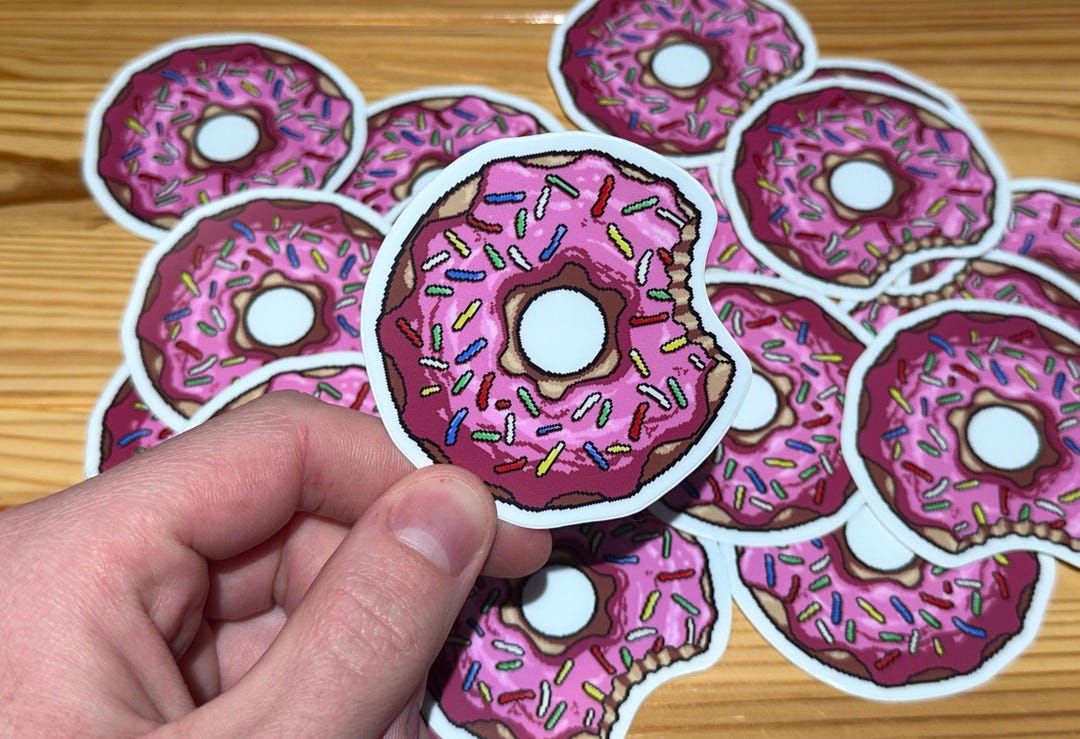 Pink Donut Die Cut Vinyl Stickers. Water & Sunlight Resistant - Etsy