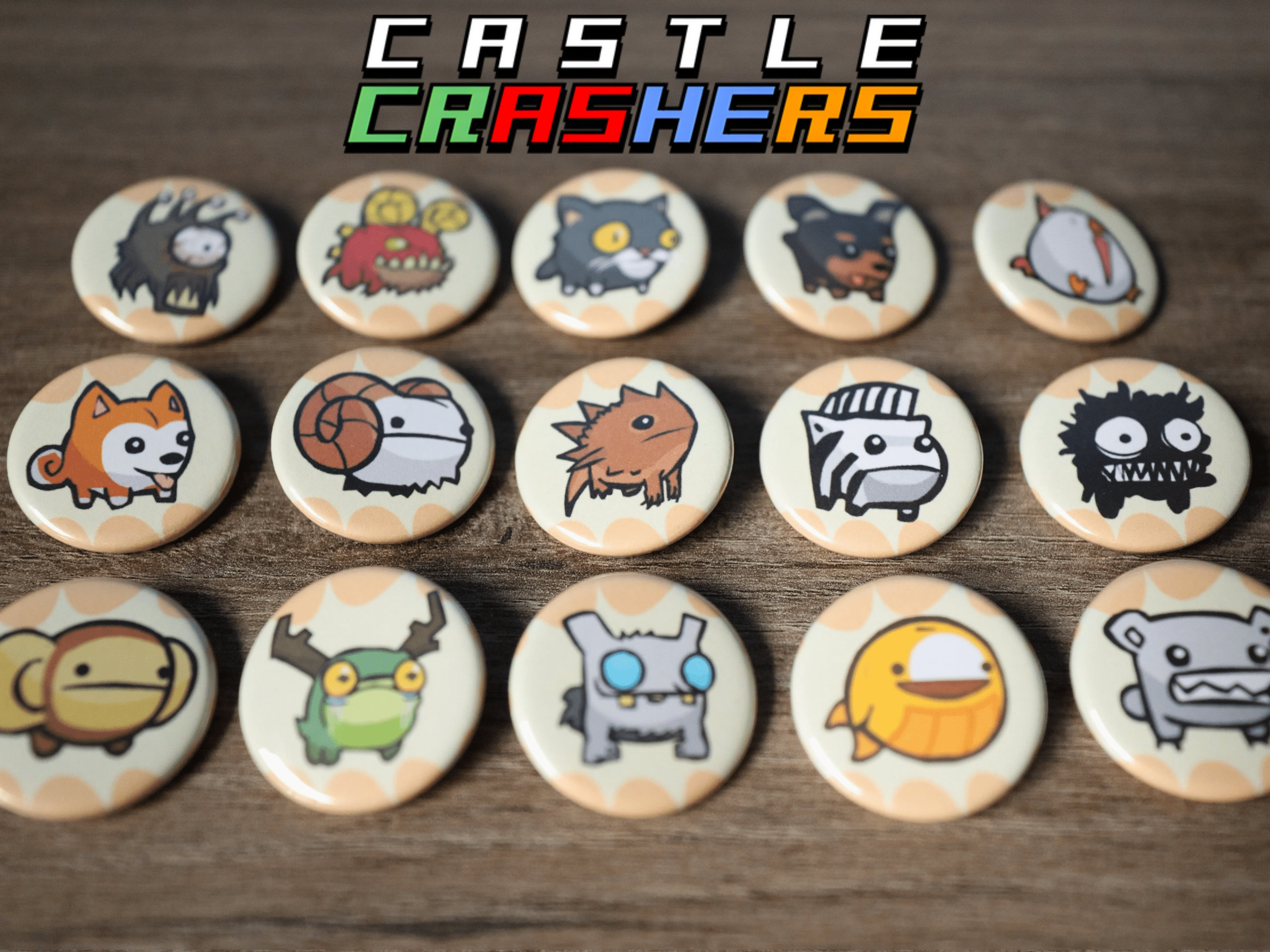 Castle Crashers Inspired Animal Orb Button Pin Set - Pin Back Buttons ...